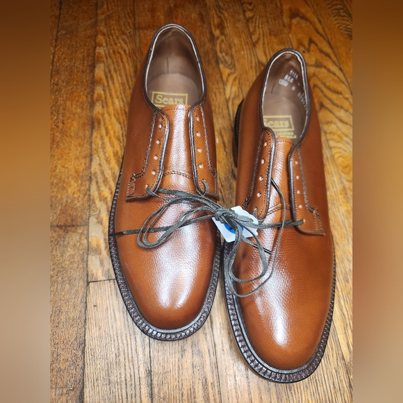 Sears | Shoes | Vintage 96s Sears Genuine Leather Vcleats Brown Plain ...